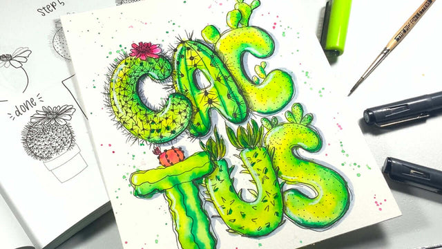 How to Paint Watercolor Cactus Letters