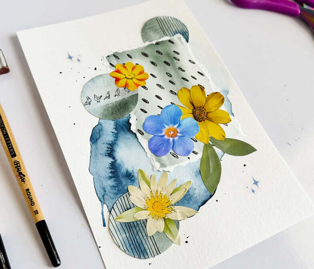 How to Create a Floral Mixed Media Collage in 3 Steps