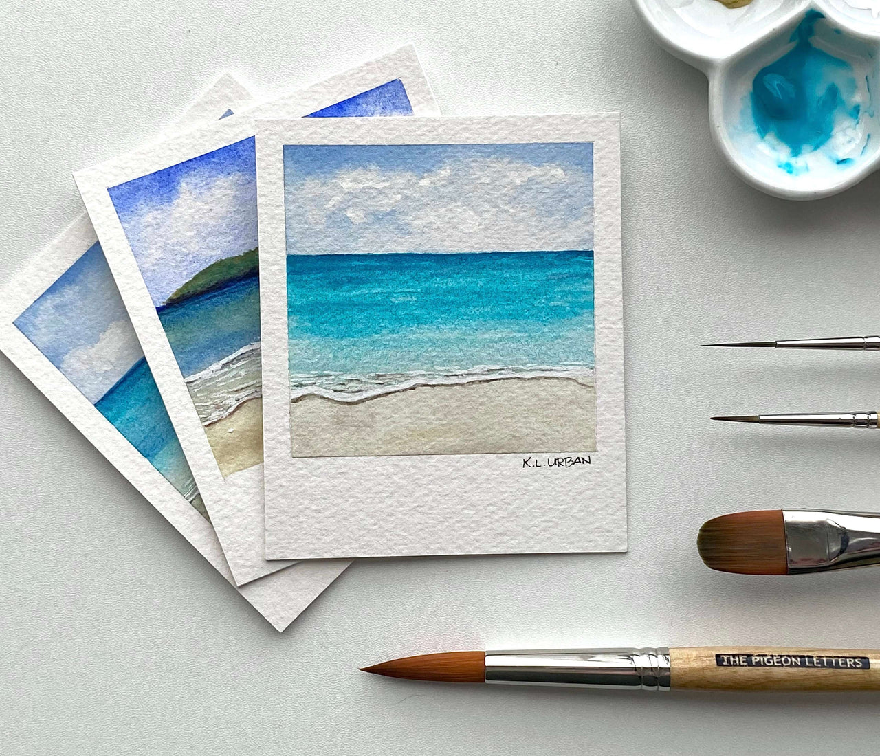 Easy Watercolor Polaroid Beach Scene – The Pigeon Letters