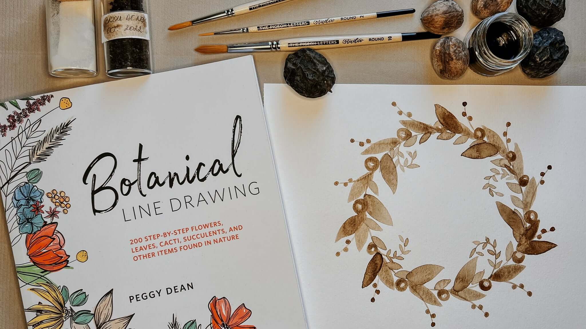 How to Paint a Winter-Inspired Wreath with Homemade Walnut Ink