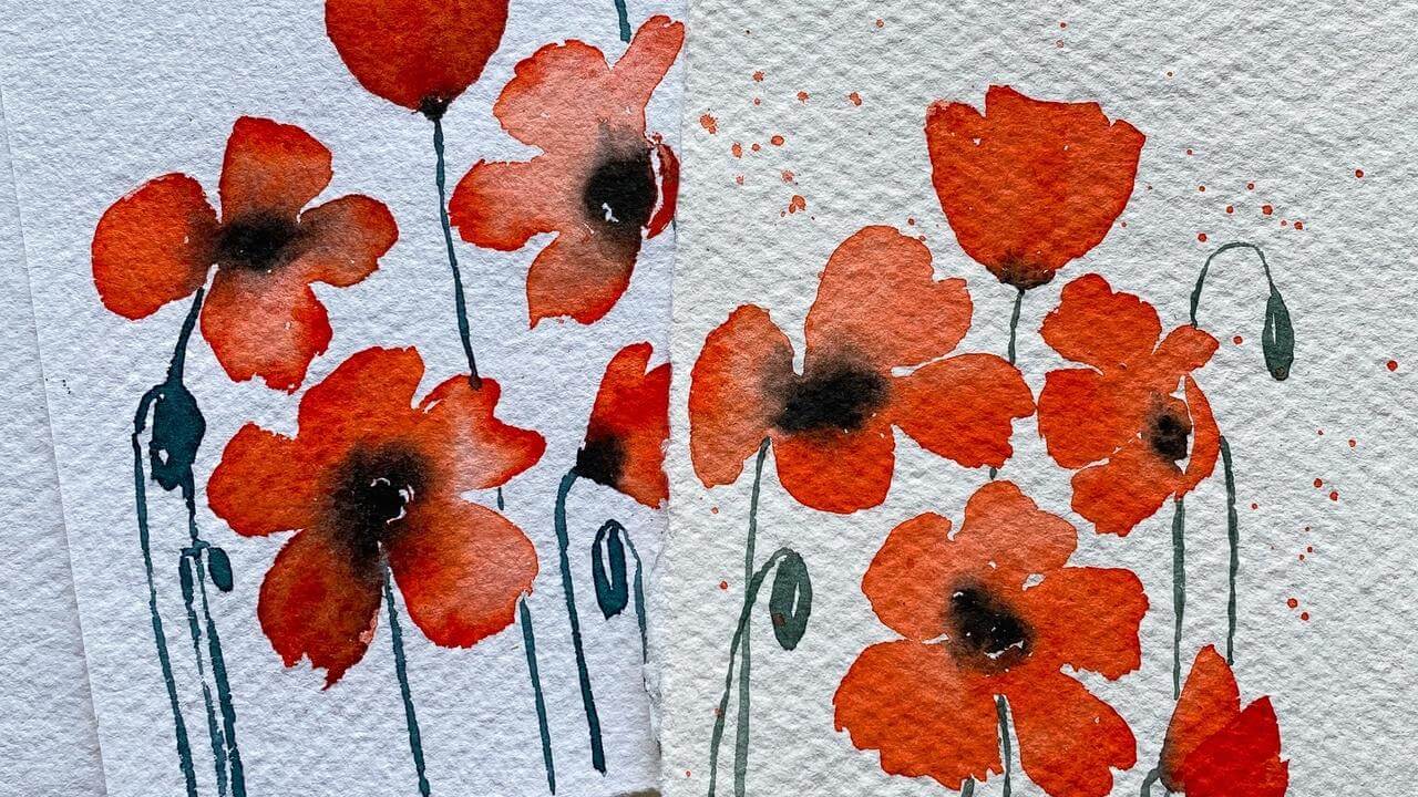 Watercolor Poppy Paintings Poppy Art Canvas Print The British Craft