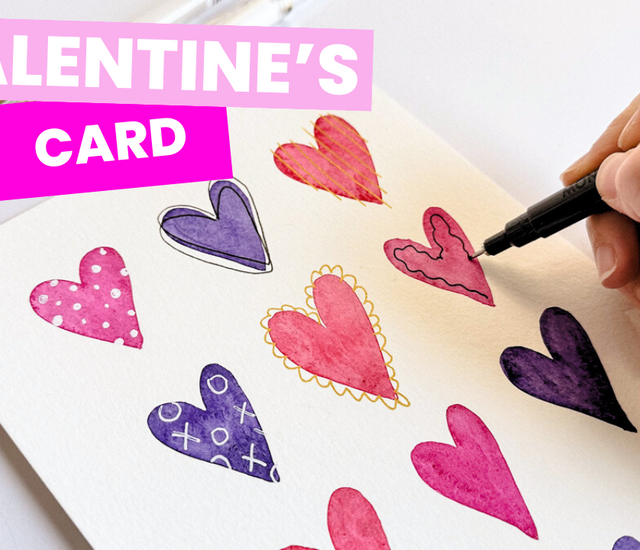 Two Step Valentine’s Day Watercolor Hearts Tutorial