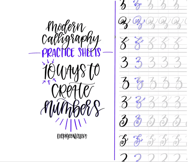 Lettering Practice Sheets - 10 Ways to Create Numbers – The Pigeon Letters