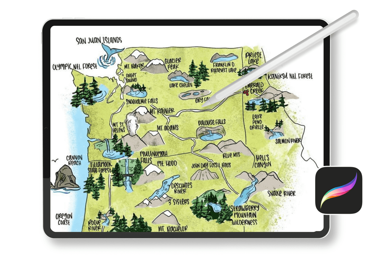 Illustrative Maps in Procreate - Watch the hands-on class now!