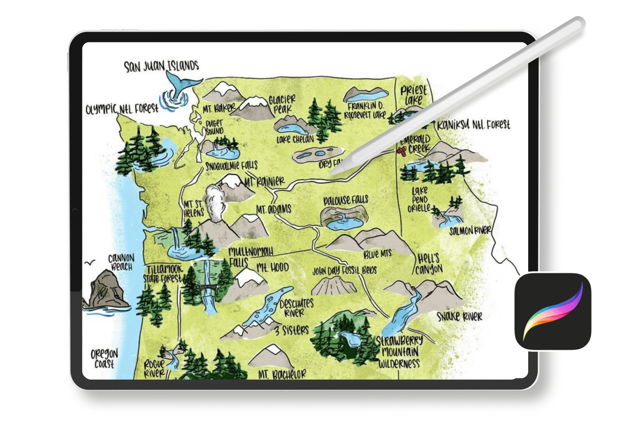 Illustrative Maps in Procreate - Watch the hands-on class now!