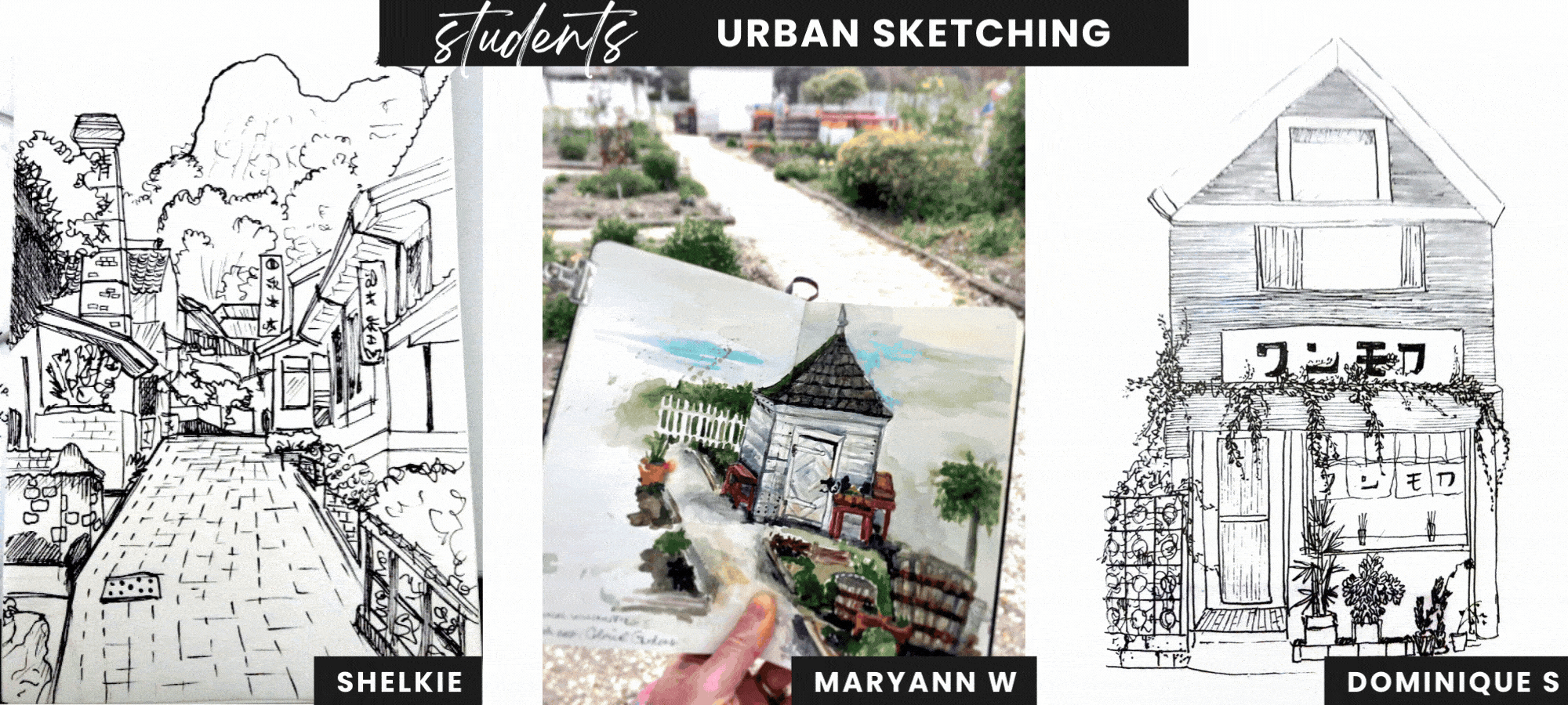 Urban Sketching - Quaint Buildings in One-Point Perspective