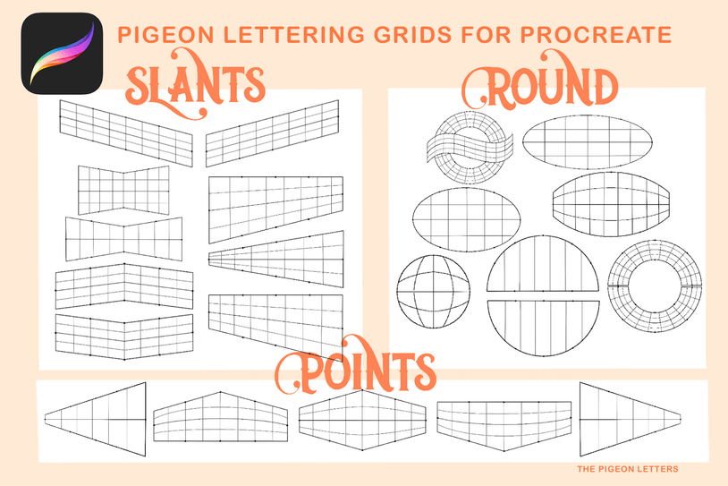Pigeon Grids | Lettering Templates for Procreate