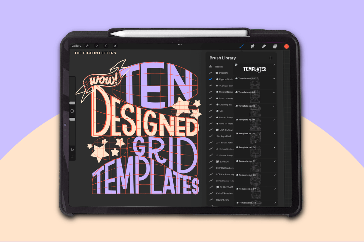 Pigeon Grids | Lettering Templates for Procreate